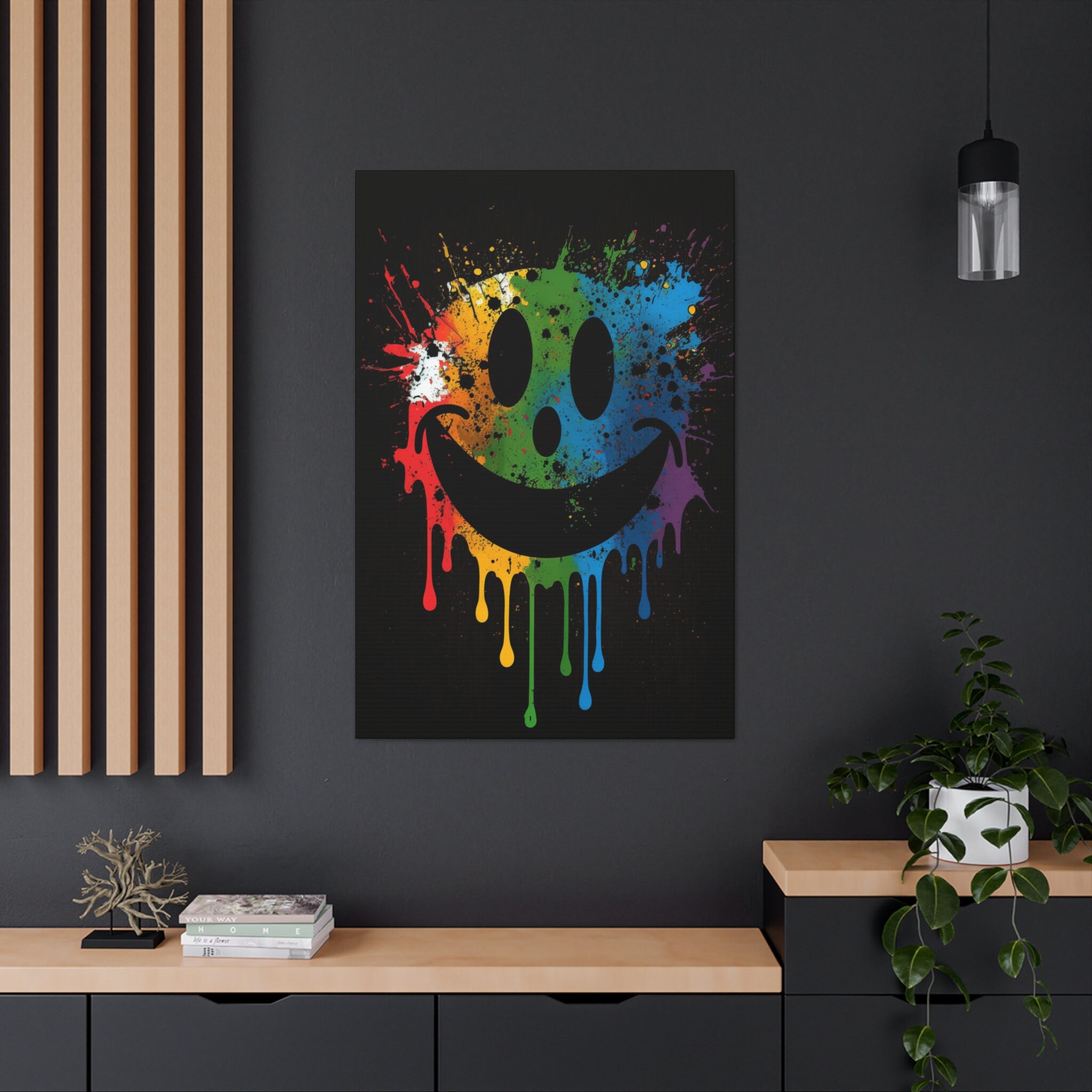 LEINWAND KUNST Graffiti Smiley Wandkunst Smiley Leinwanddruck ...