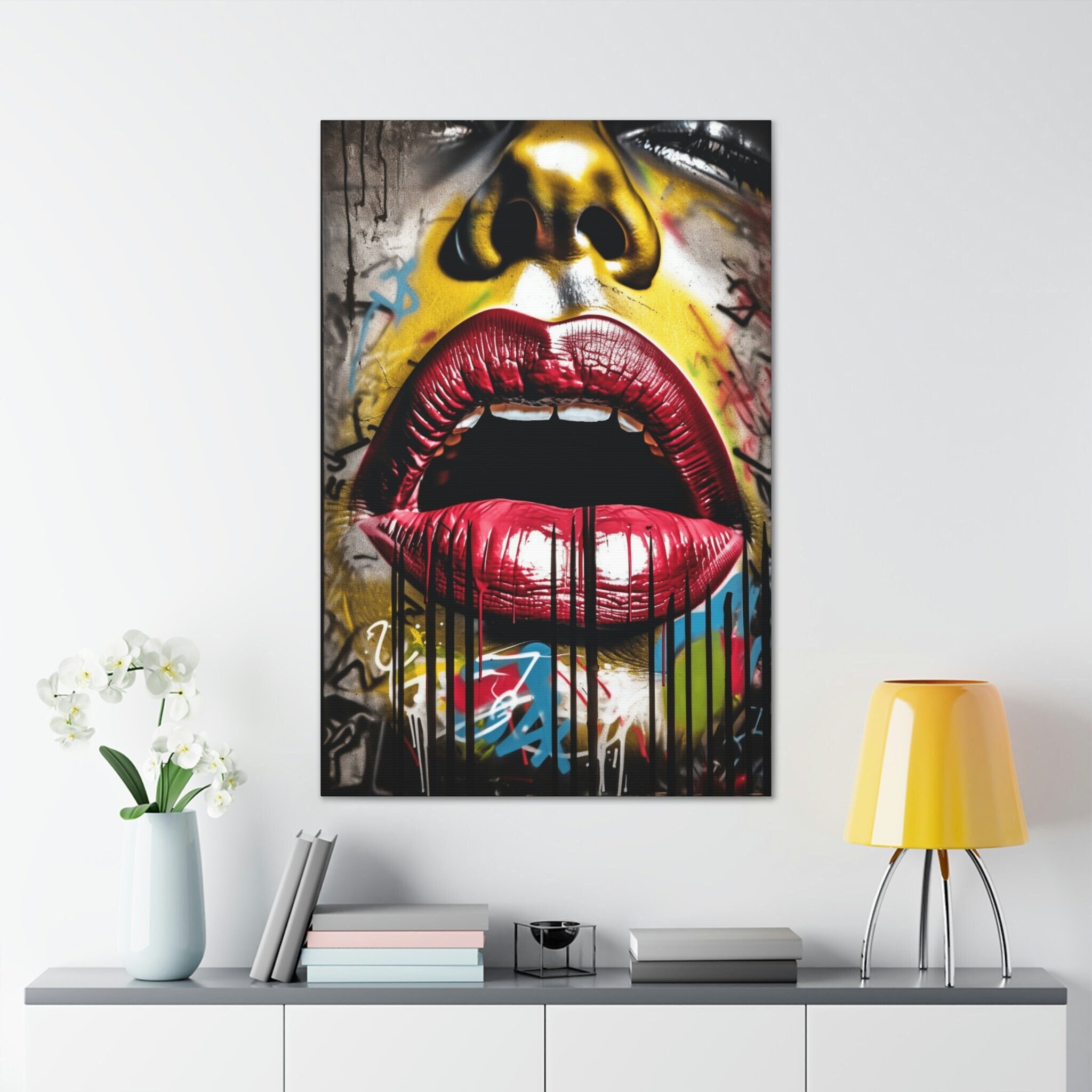 CANVAS ART Graffiti Lips Wall Art Abstract Graffiti Lips Graffiti Woman ...