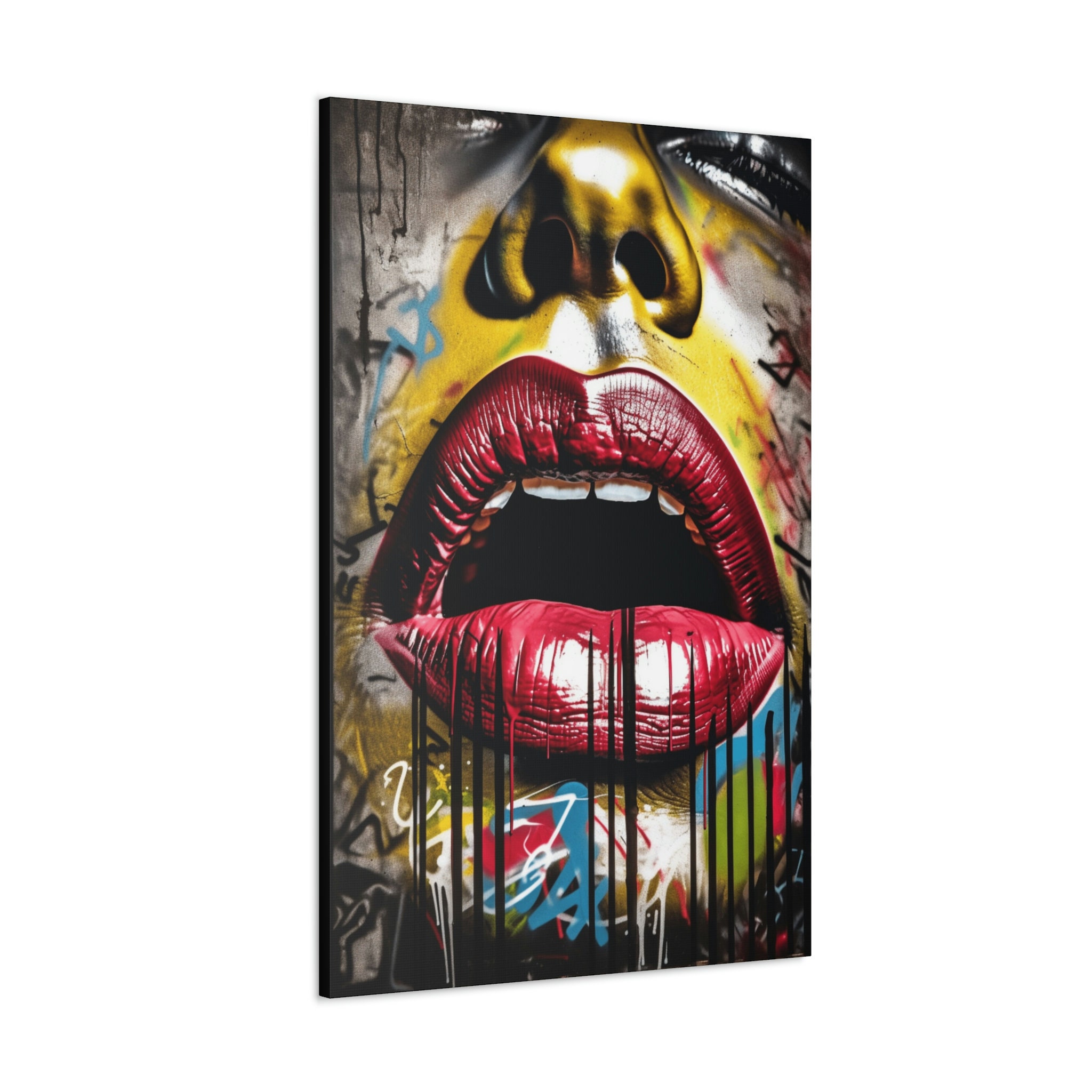 CANVAS ART - Graffiti Lips Wall Art | Abstract Graffiti Lips | Graffiti ...