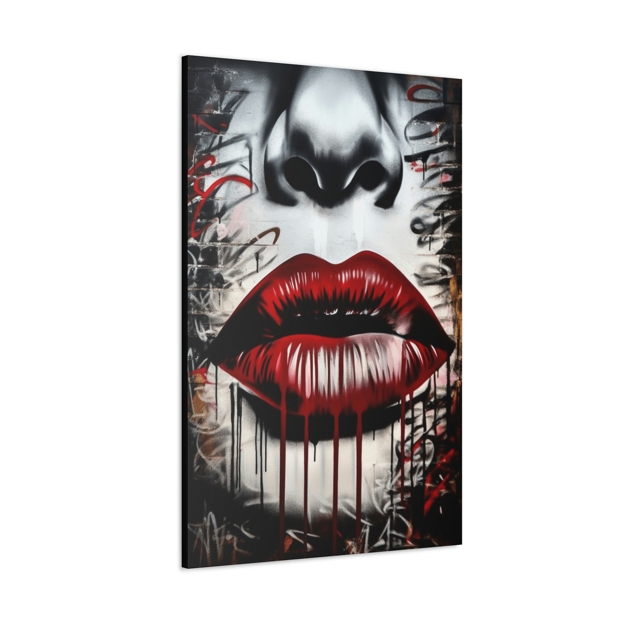 CANVAS ART - Graffiti Lips Wall Art | Lips Art | Lips Artwork ...