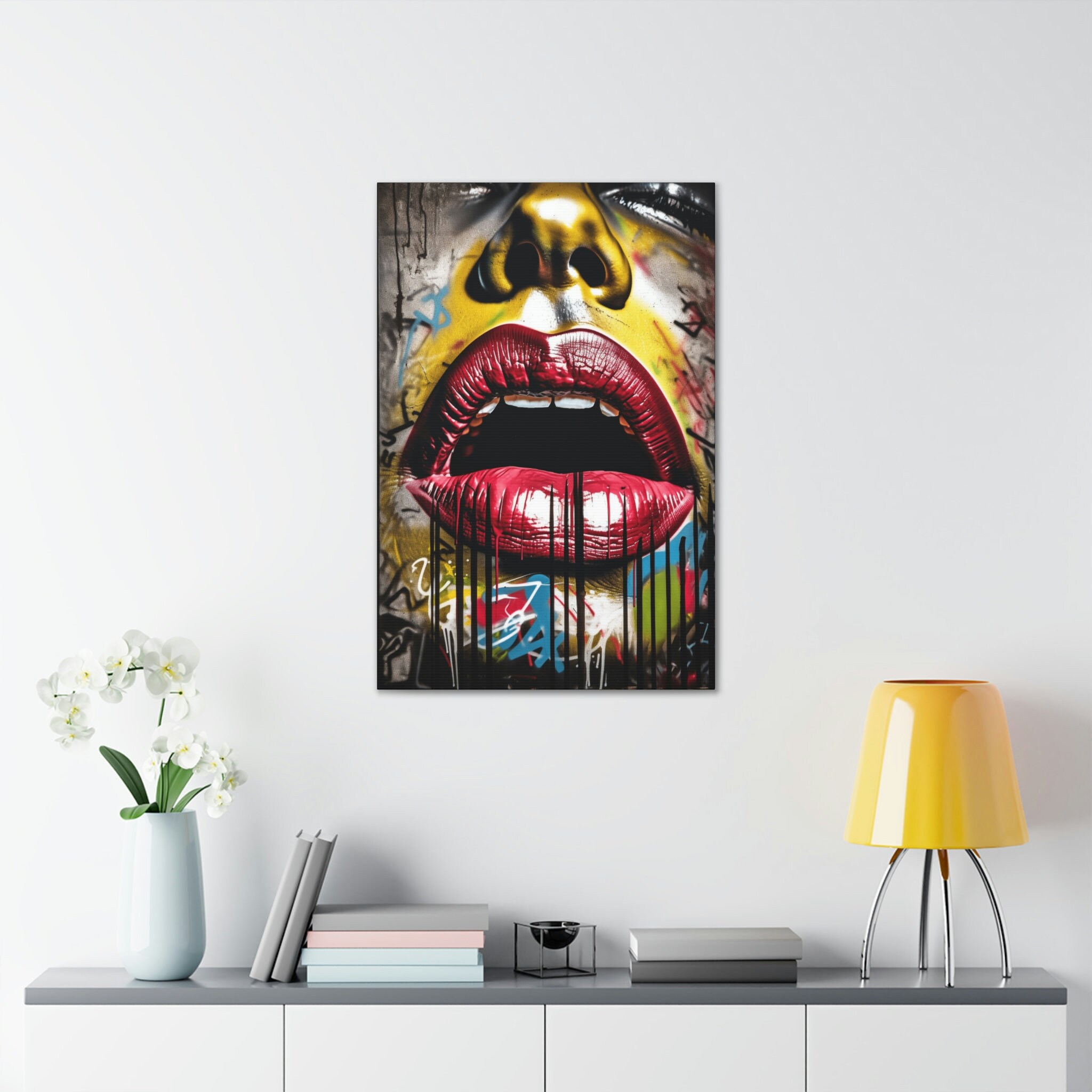 CANVAS ART Graffiti Lips Wall Art Abstract Graffiti Lips Graffiti Woman ...