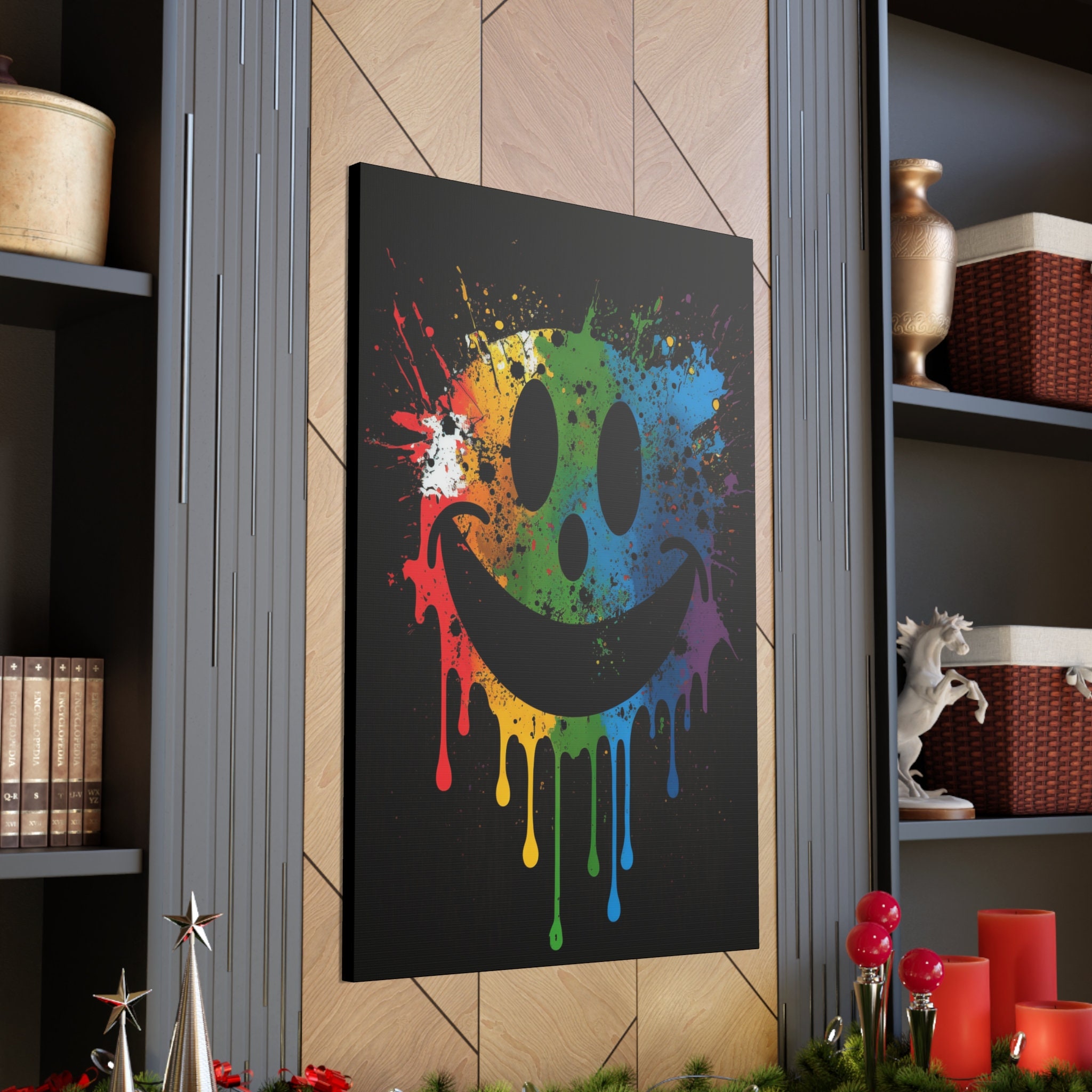 LEINWAND KUNST Graffiti Smiley Wandkunst Smiley Leinwanddruck ...