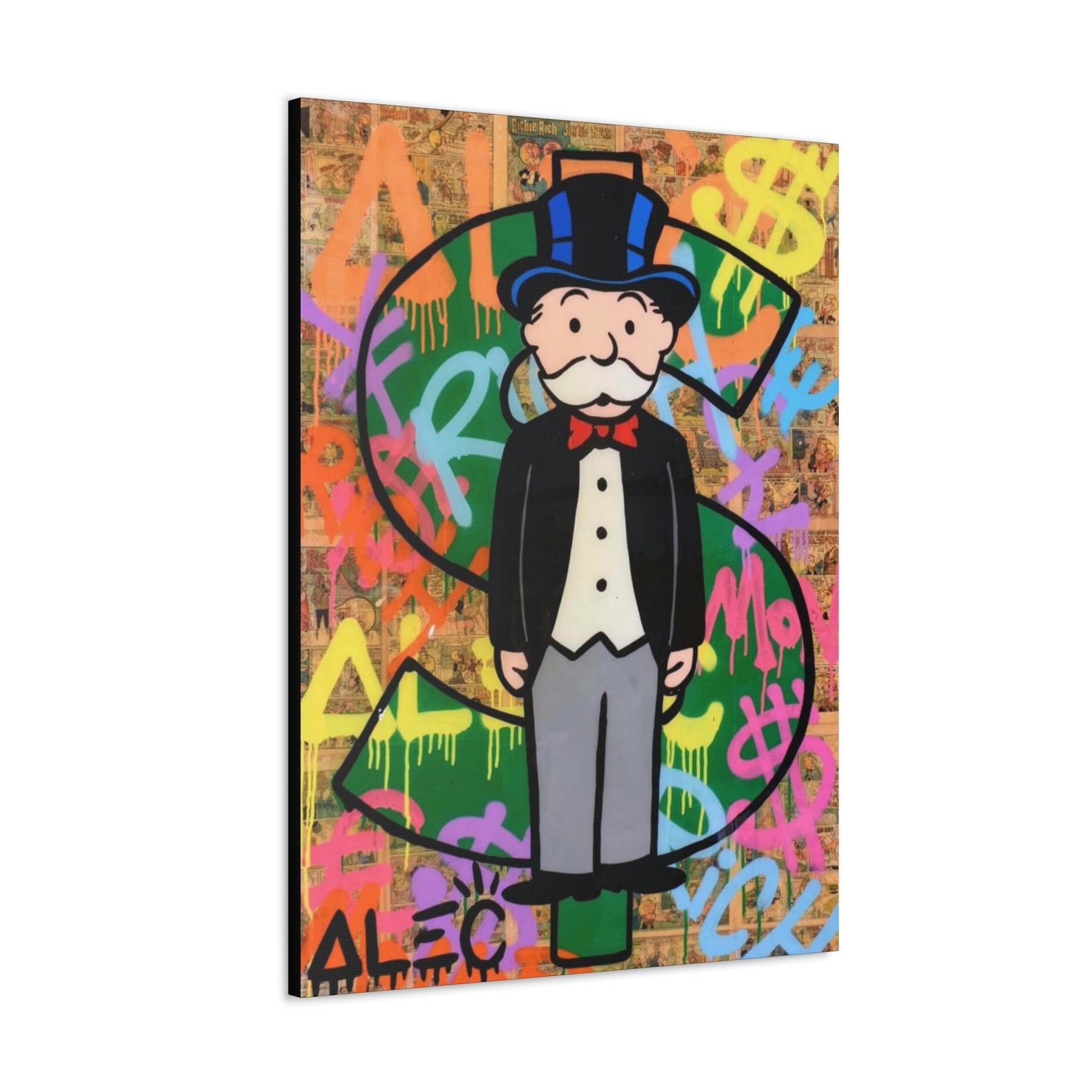 CANVAS ART - Monopoly Dollar Sign | Money Graffiti Wall Art | Monopoly ...