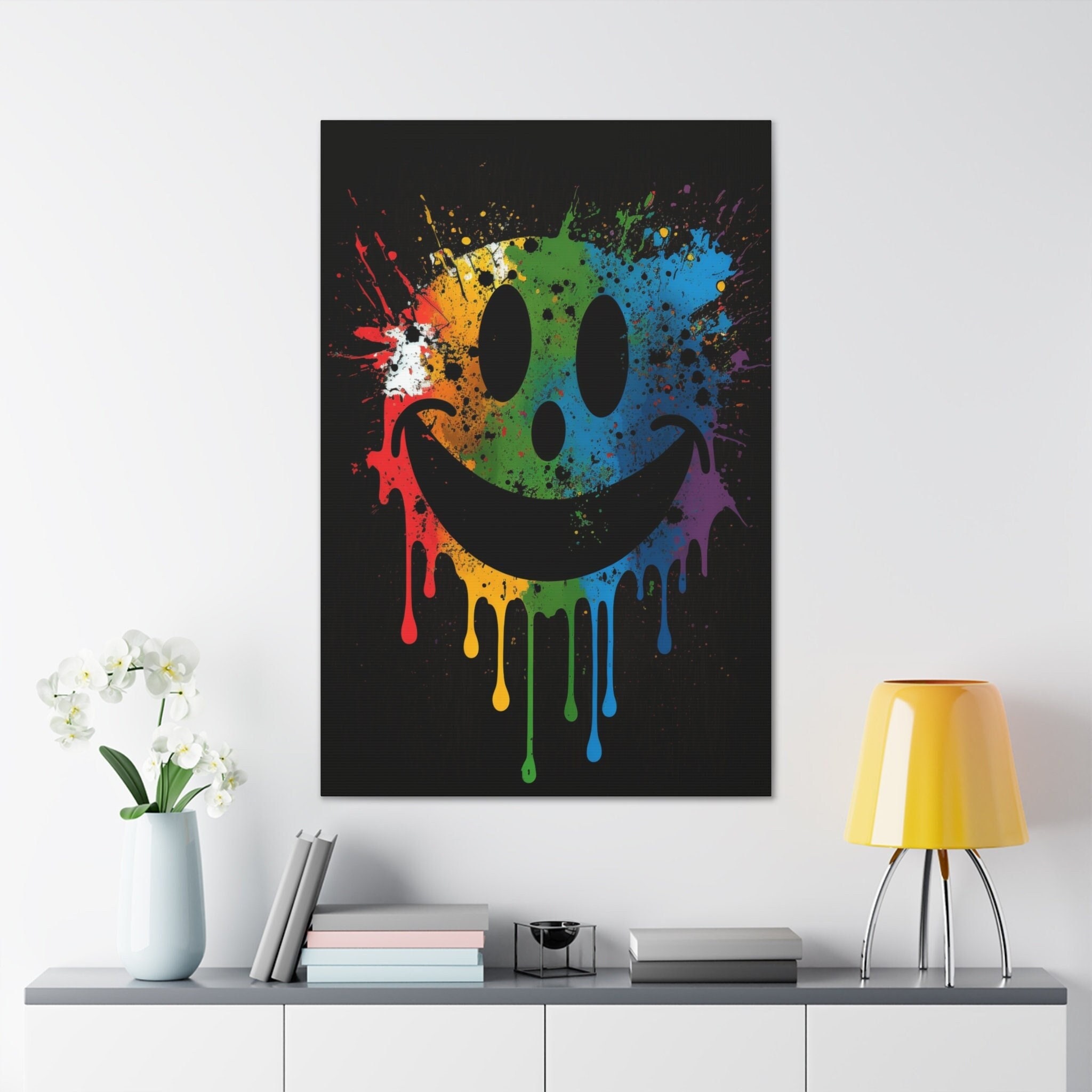 LEINWAND KUNST - Graffiti Smiley Wandkunst | Smiley Leinwanddruck ...