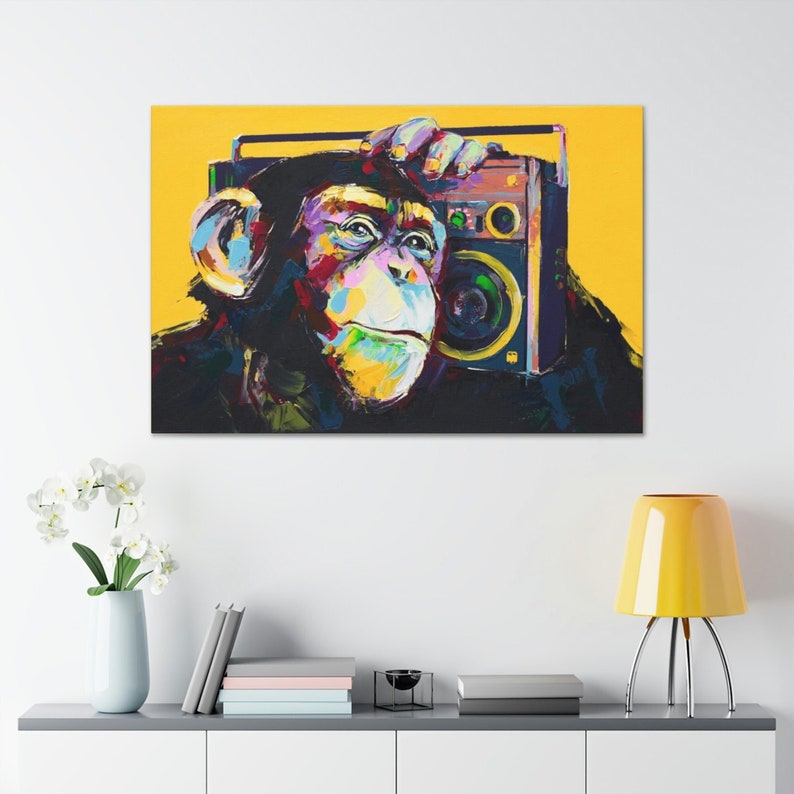 CANVAS ART - Boombox Monkey Wall Art | Graffiti Monkey Canvas ...