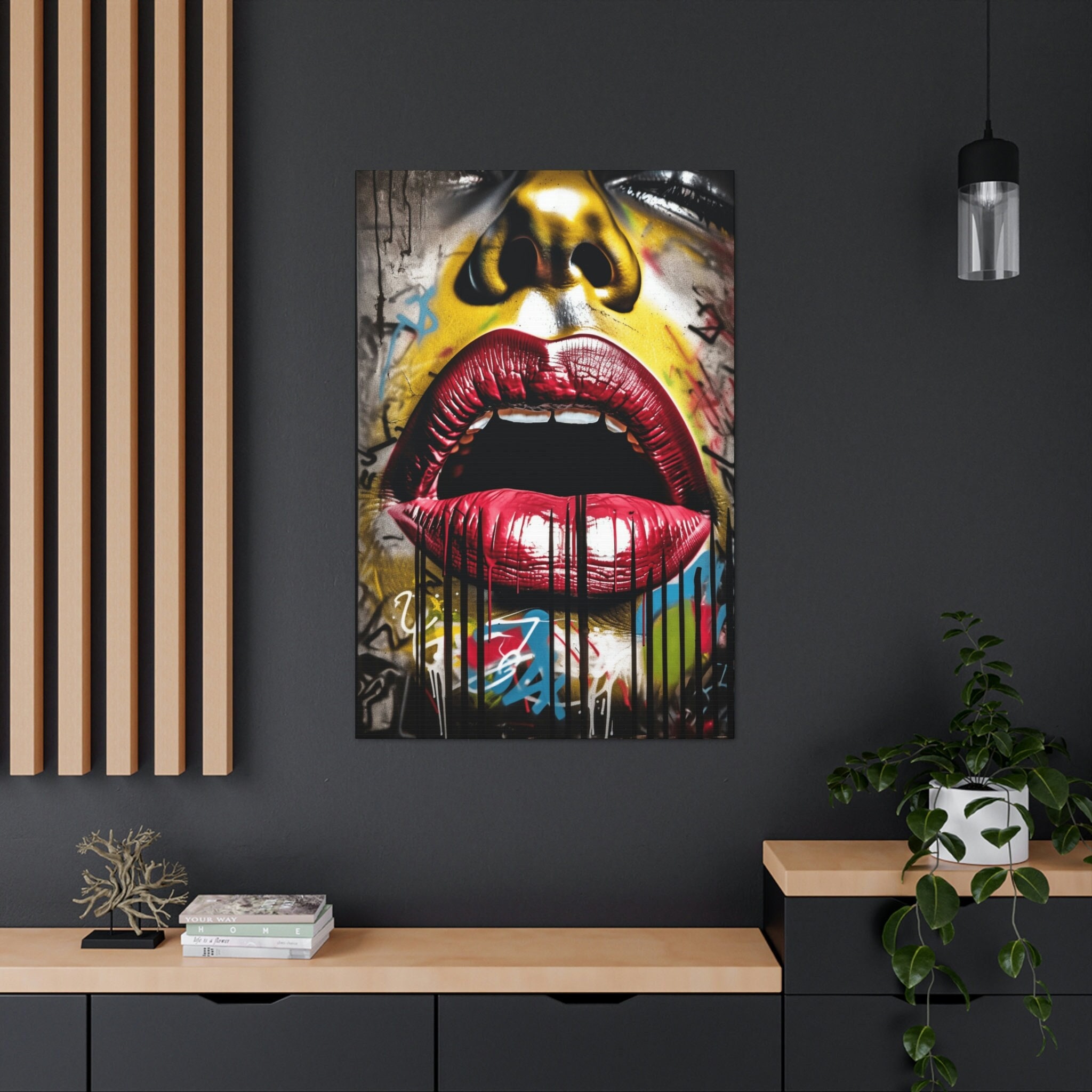 CANVAS ART Graffiti Lips Wall Art Abstract Graffiti Lips Graffiti Woman ...