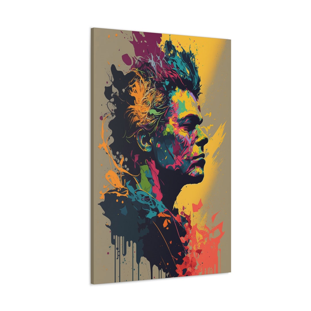 CANVAS ART Abstract Male Wall Art Modern Male Portrait Art Abstract Man ...
