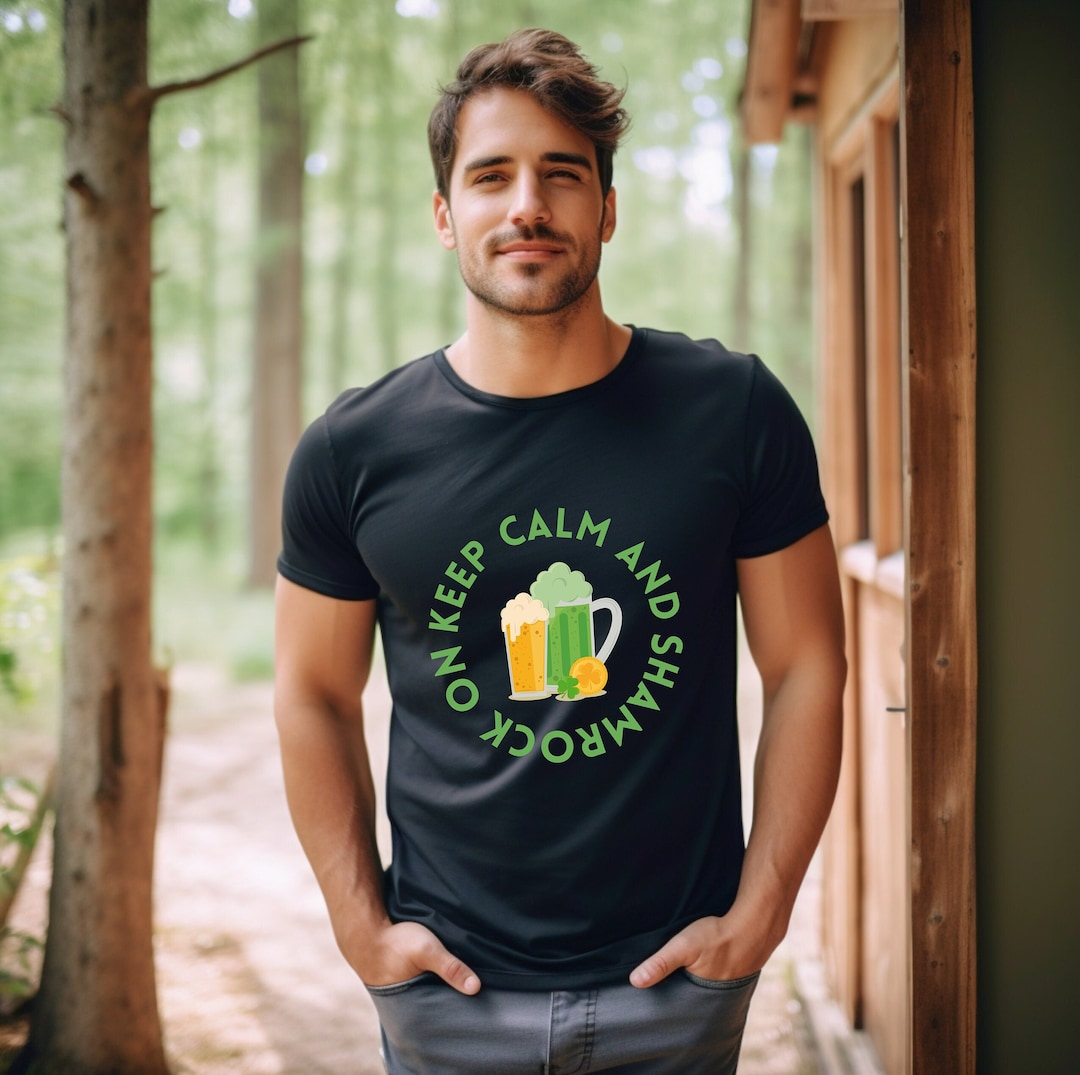 Keep Calm Shirt, Checkered Shamrock St Patrick's Day Tee, Shamrock ...