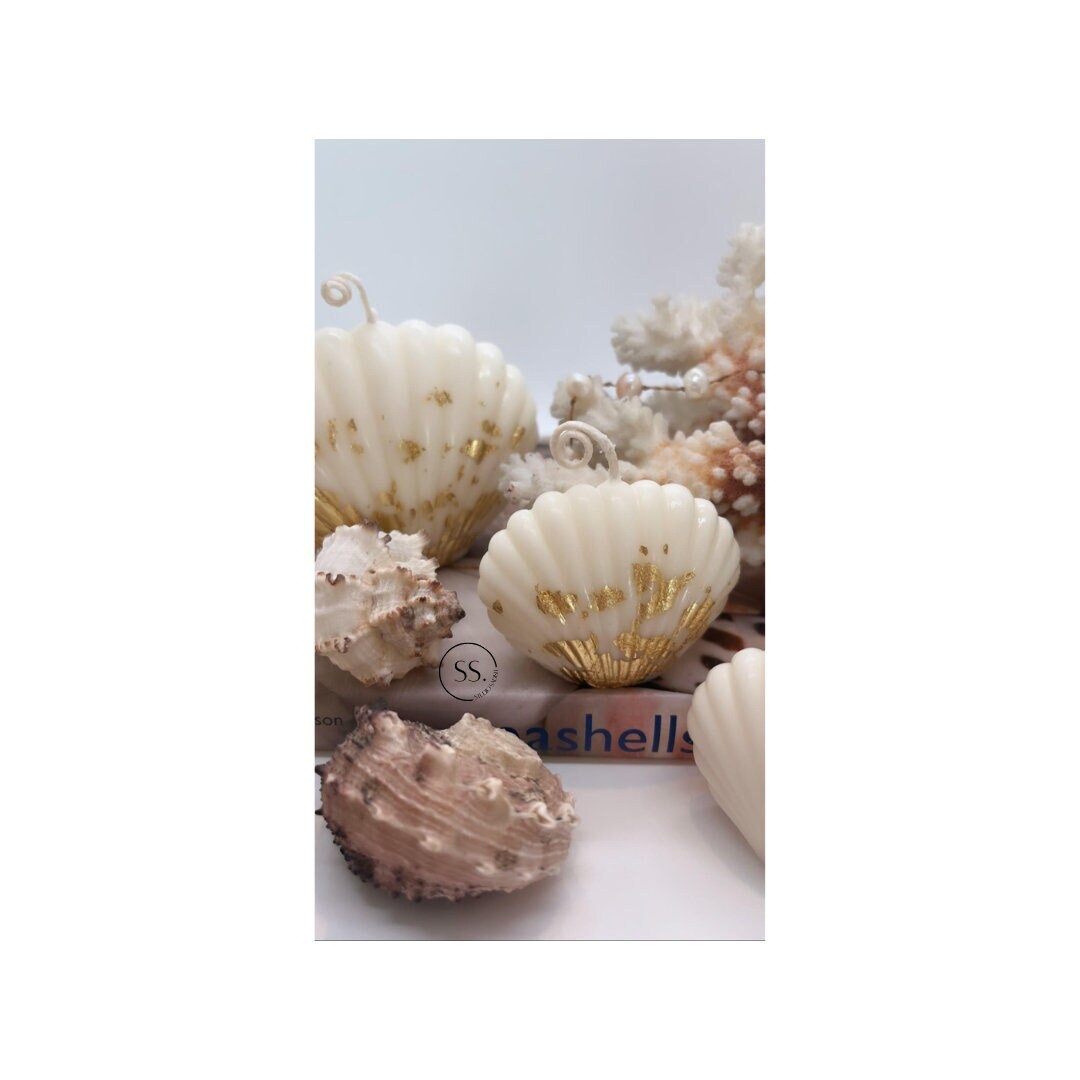 Shell We Set of Sea Shell Candle Shell Candle Gold Sea Shell Candle ...