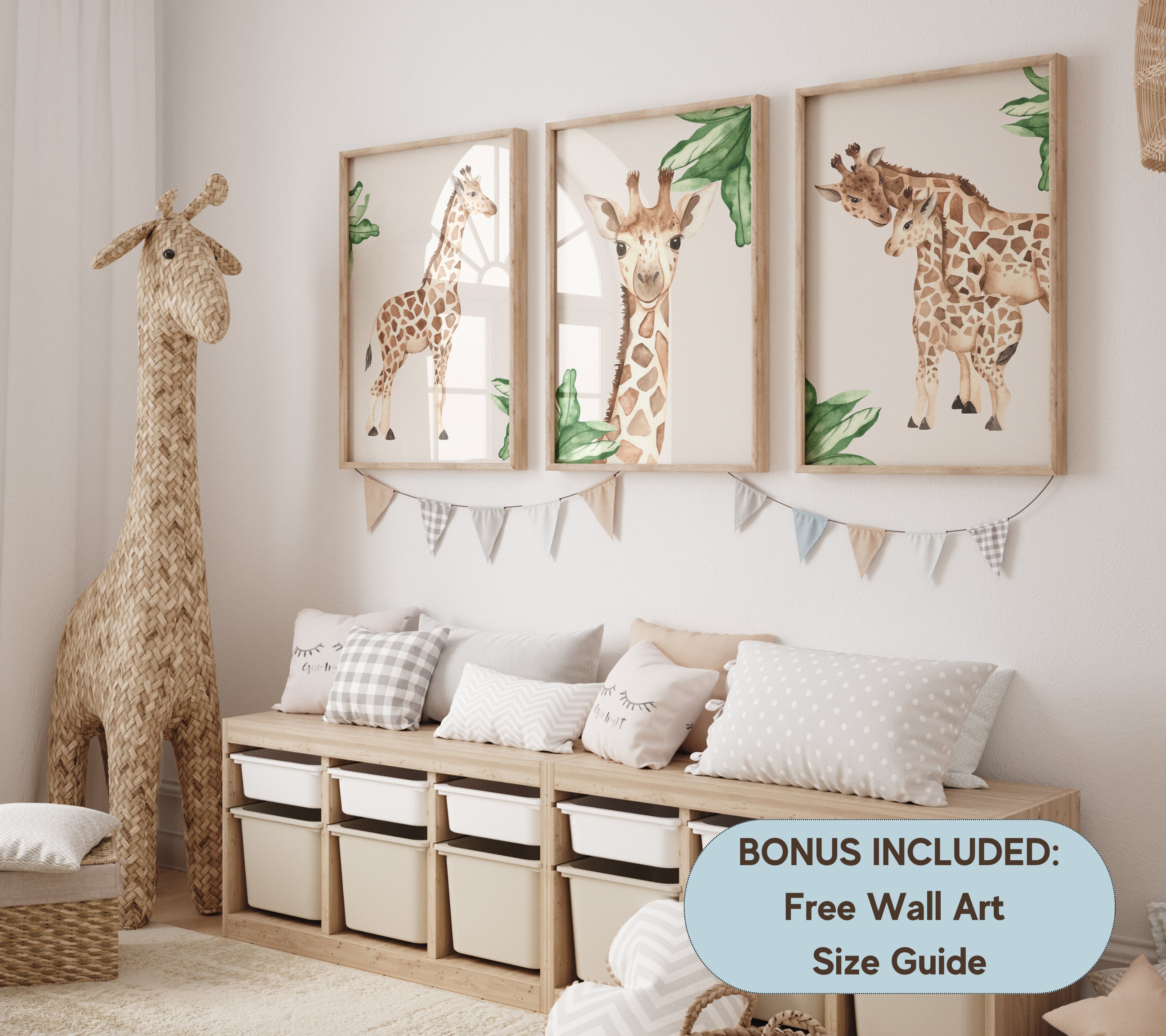 Set of 3 Giraffe Prints for Nursery, Kids Room, Safari, Digital Prints ...