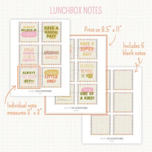 Kid Lunchbox Notes, Printable, Back to School, - Etsy
