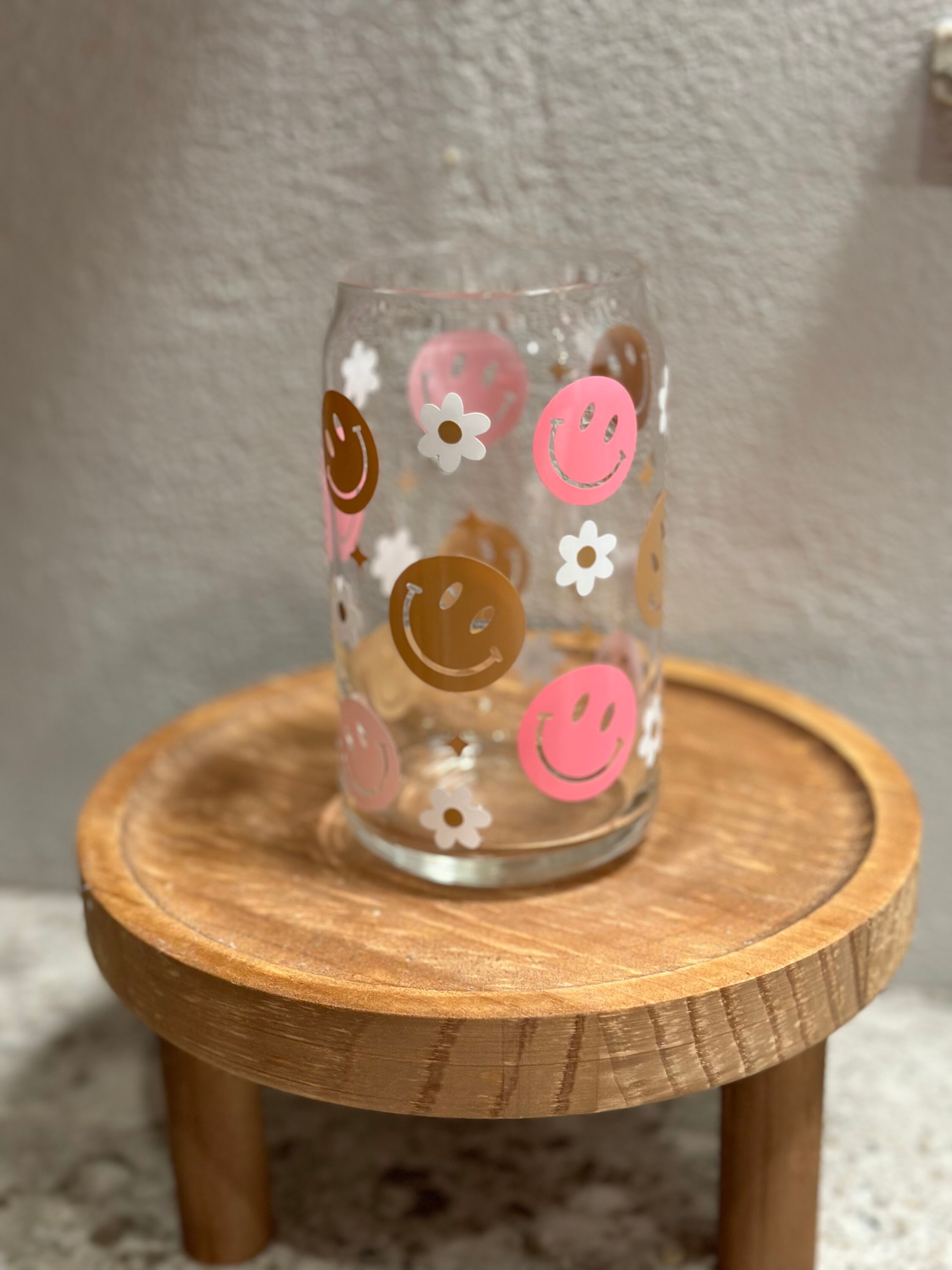 Happy Face & Flowers Custom Cup| Smiley Face Cup - Etsy