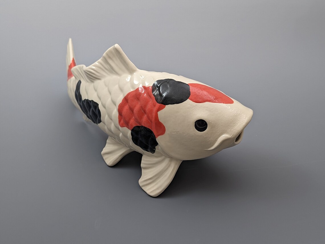 Ceramic Koi Fish, Large Multicolor, Stoneware, Outdoor or Indoor Decor ...