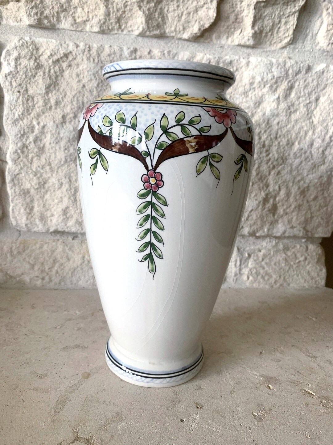 Vintage Hand Painted Portuguese Pottery Ceramic Decorative Flower Vase ...