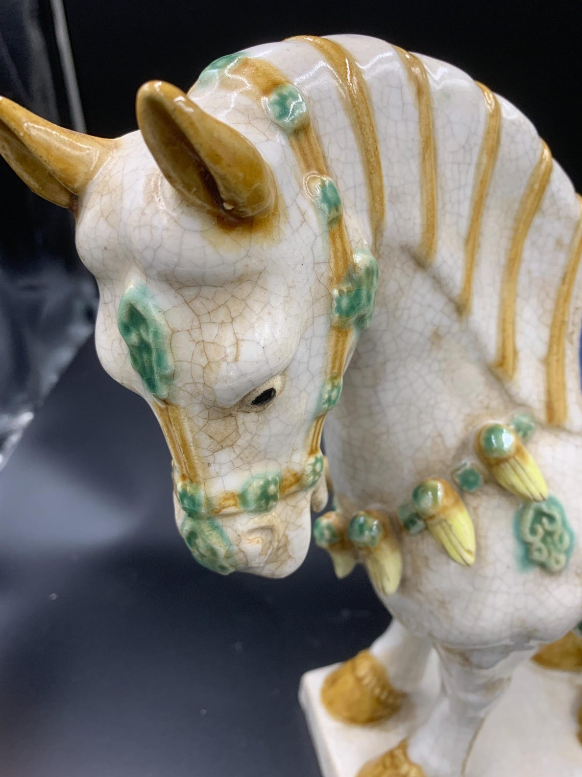 Large and Heavy Vintage Chinese Tang Horse Statue - Crackle Glaze 13.5 ...