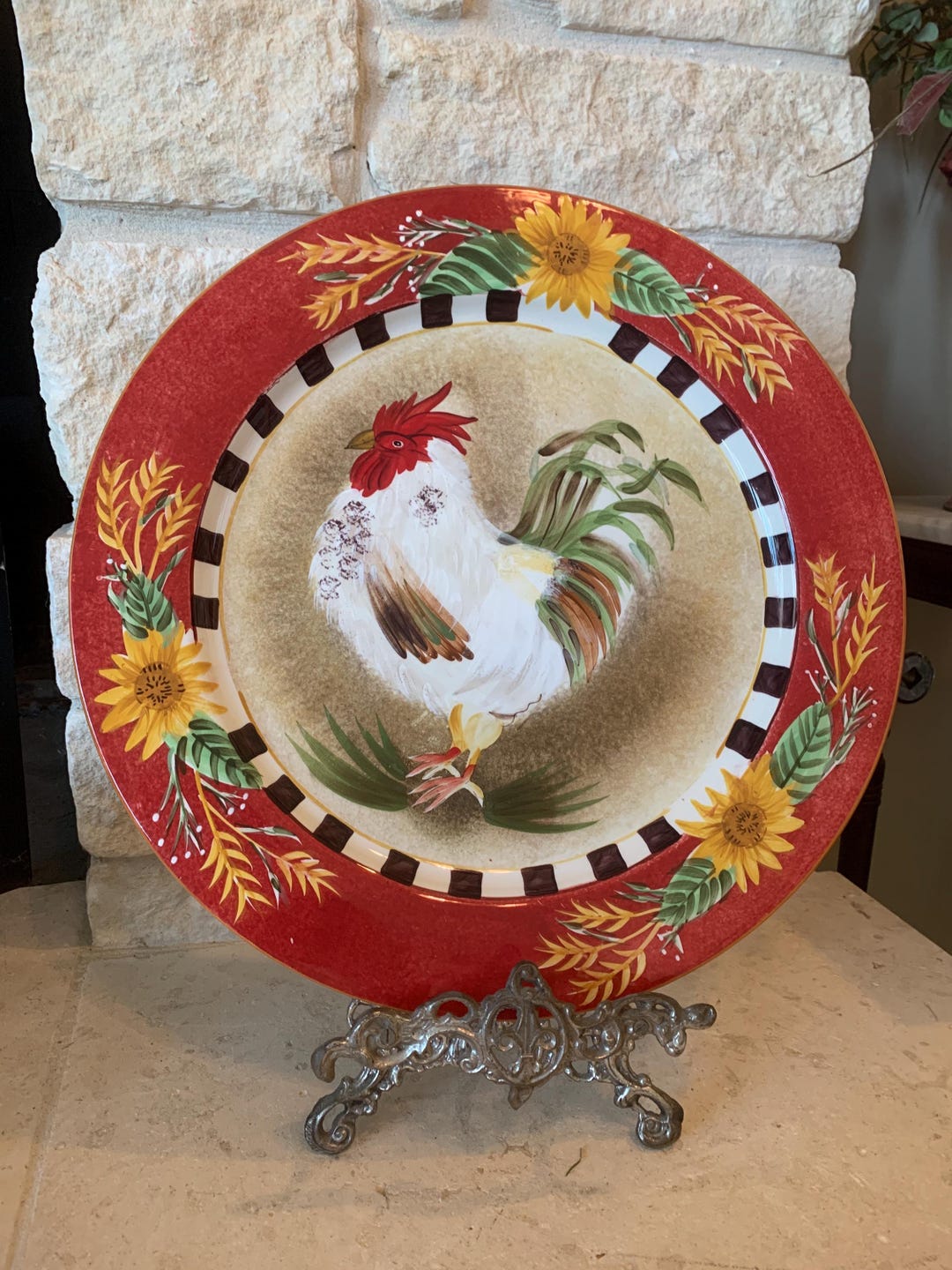 Large Chanticleer/rooster CHOP / SERVING PLATTER by Sakura 16 3/8" G4 ...