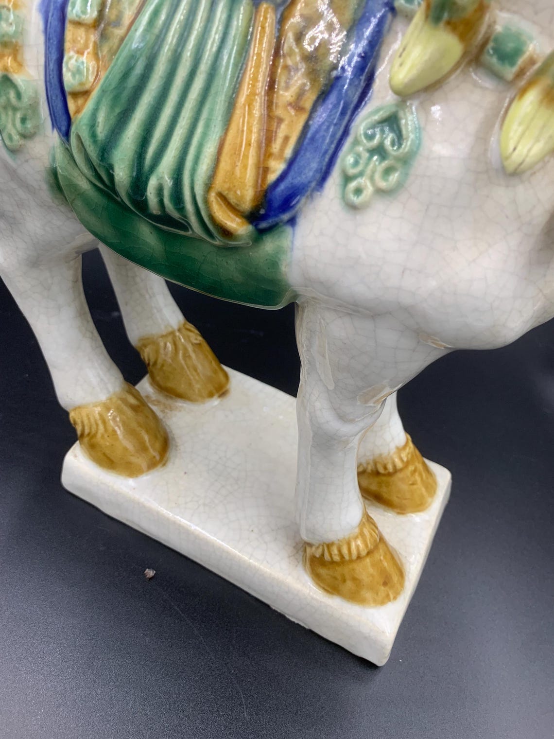 Large and Heavy Vintage Chinese Tang Horse Statue - Crackle Glaze 13.5 ...