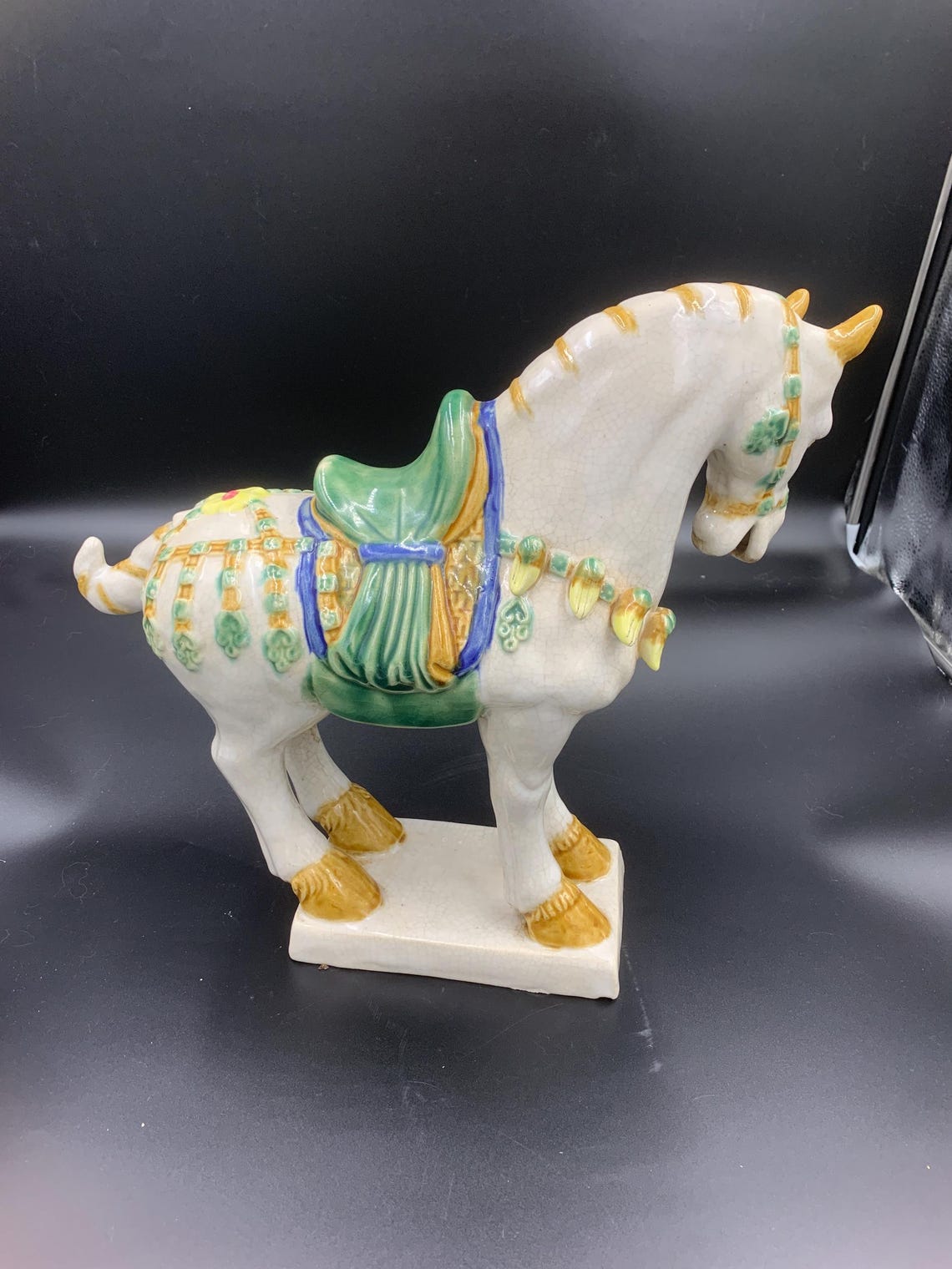 Large and Heavy Vintage Chinese Tang Horse Statue - Crackle Glaze 13.5 ...