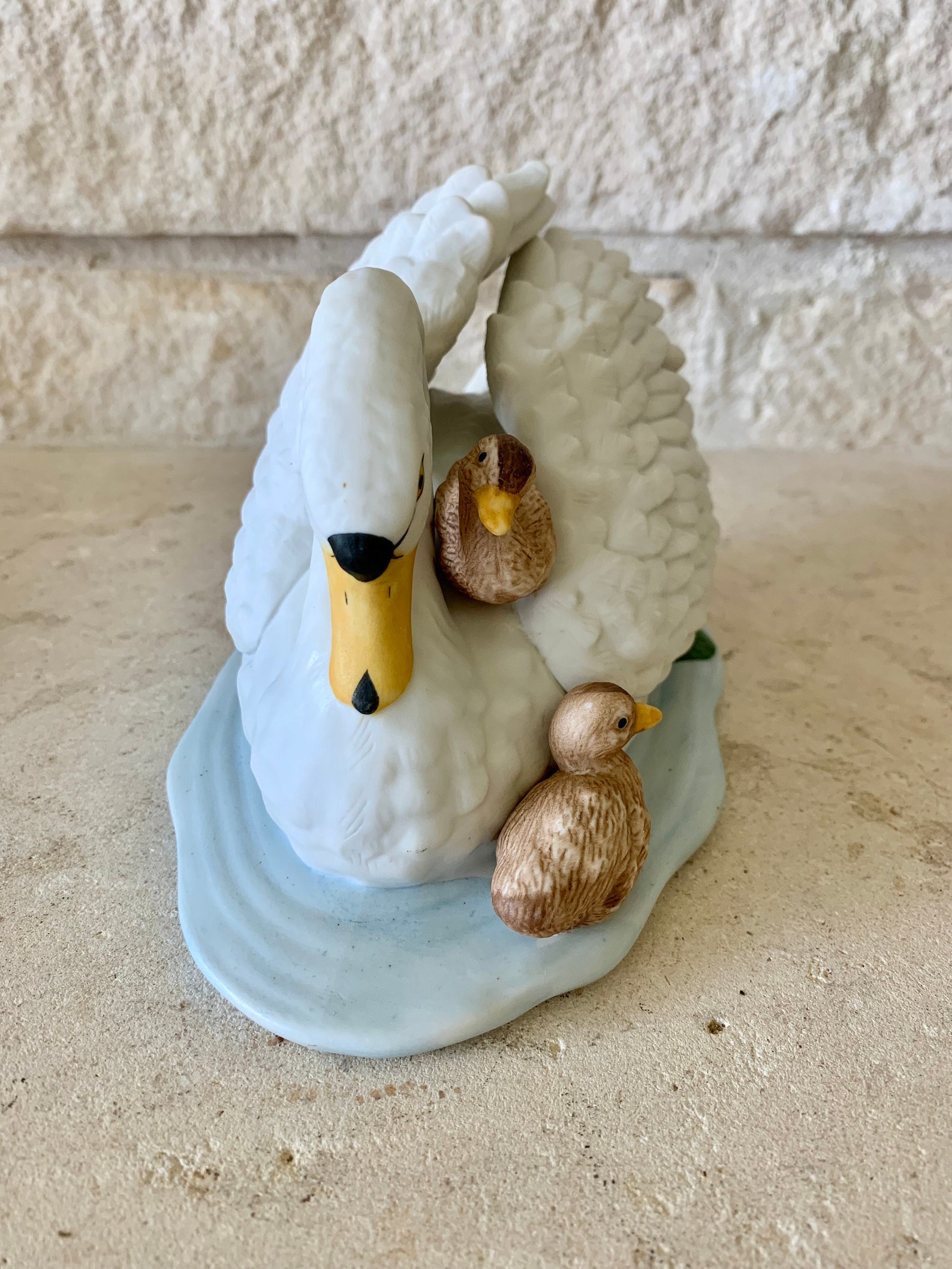 Vintage Homco Swan and Cygnet Babies Figurine - 1980s Porcelain Bird ...