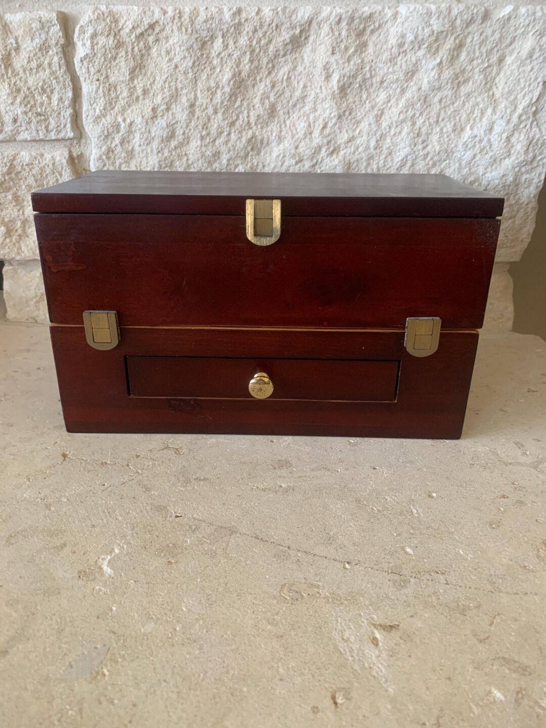 Chess Box With Pieces Chess Box Wooden With Metal Clasp Chess Piece ...