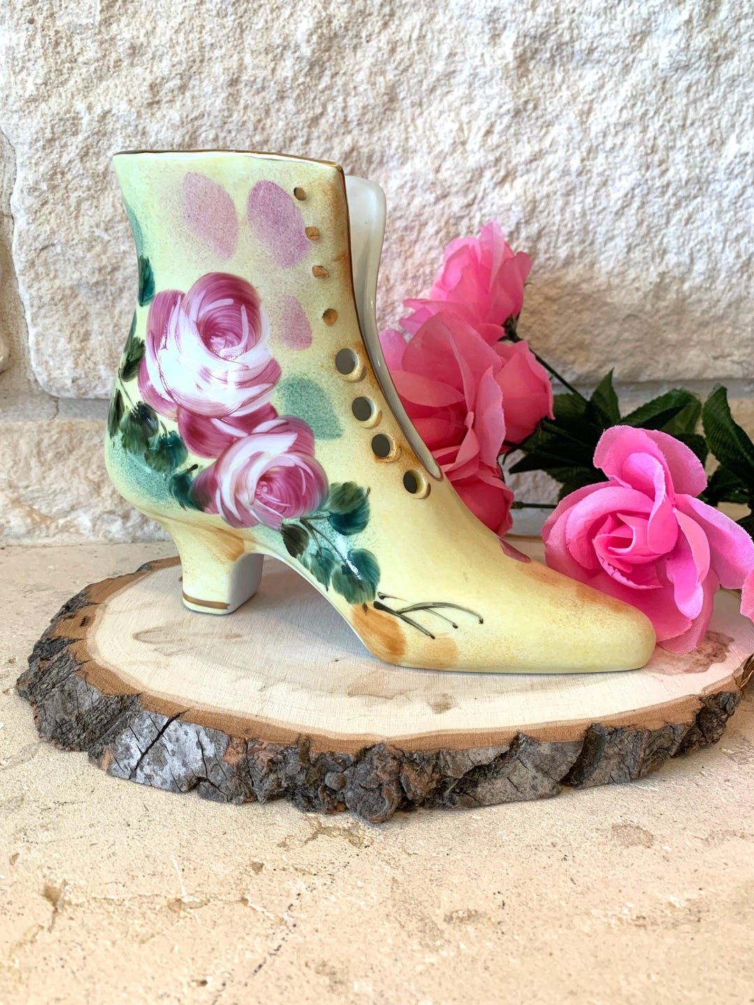 Floral Limoges China Boot Shoe - French Fashion Figurine - Vintage ...