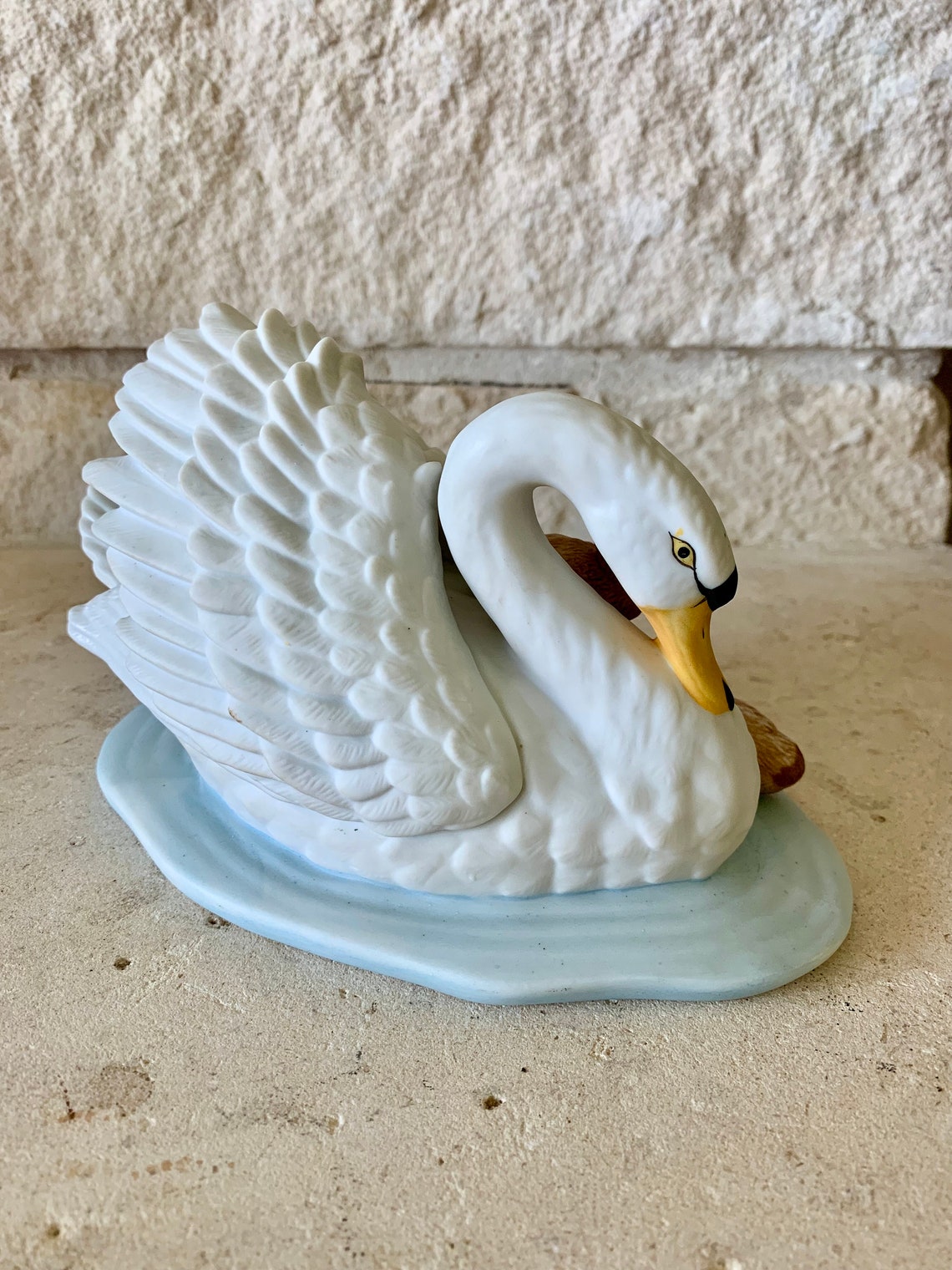 Vintage Homco Swan and Cygnet Babies Figurine - 1980s Porcelain Bird ...