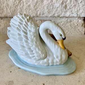 Vintage Homco Swan and Cygnet Babies Figurine - 1980s Porcelain Bird ...