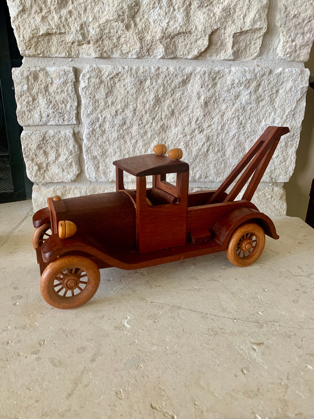 Wooden Ford Model Tow Truck Vintage Model Car Wooden Old Time Car Truck ...
