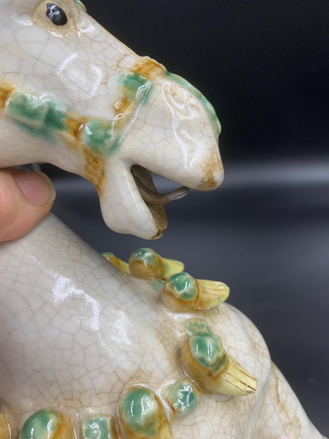 Large and Heavy Vintage Chinese Tang Horse Statue - Crackle Glaze 13.5 ...