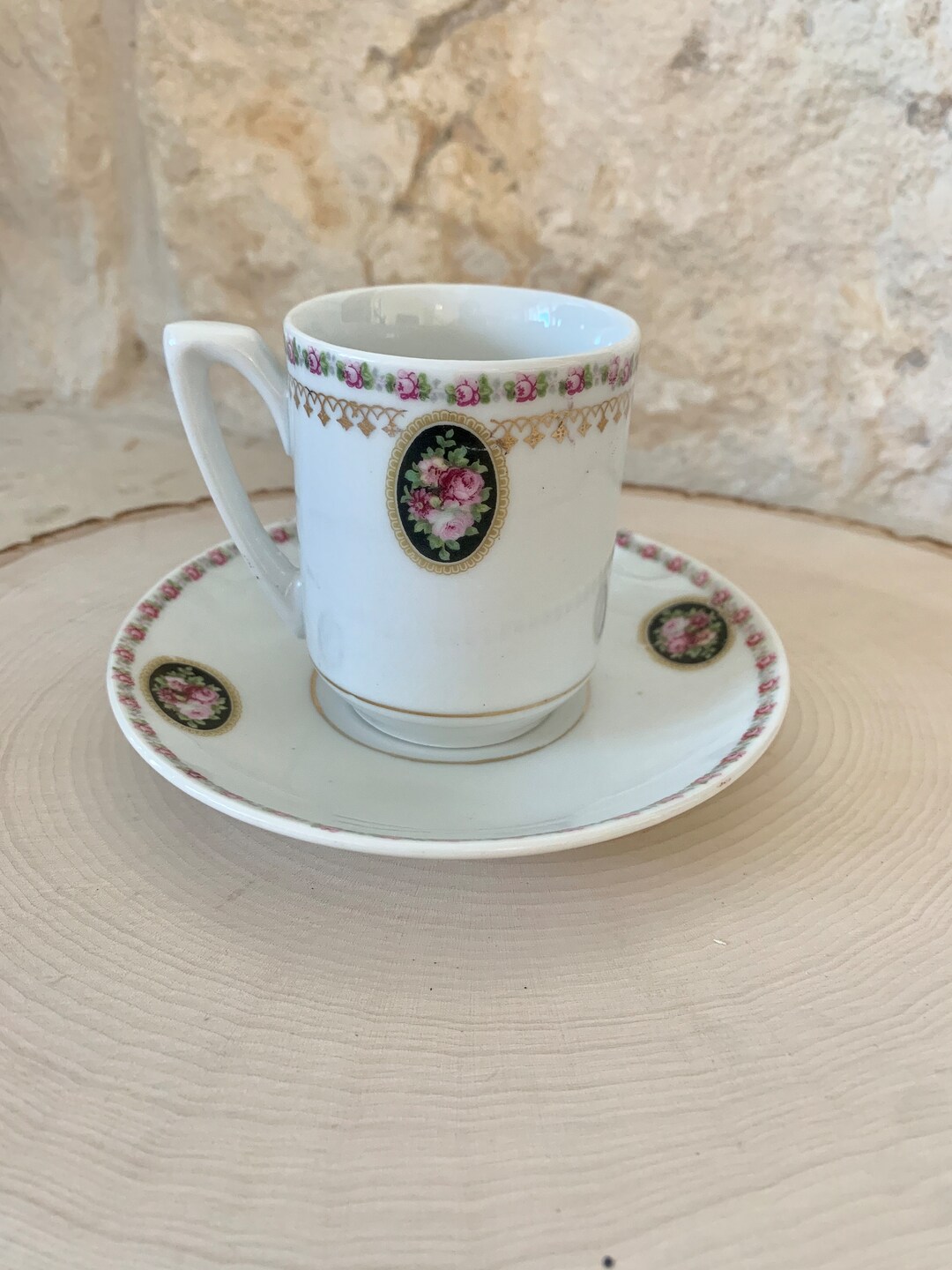 Vintage Bavaria Pink Roses Victorian Cup and Saucer - Collectible Tea ...