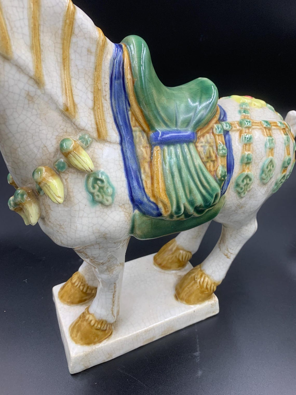 Large and Heavy Vintage Chinese Tang Horse Statue - Crackle Glaze 13.5 ...