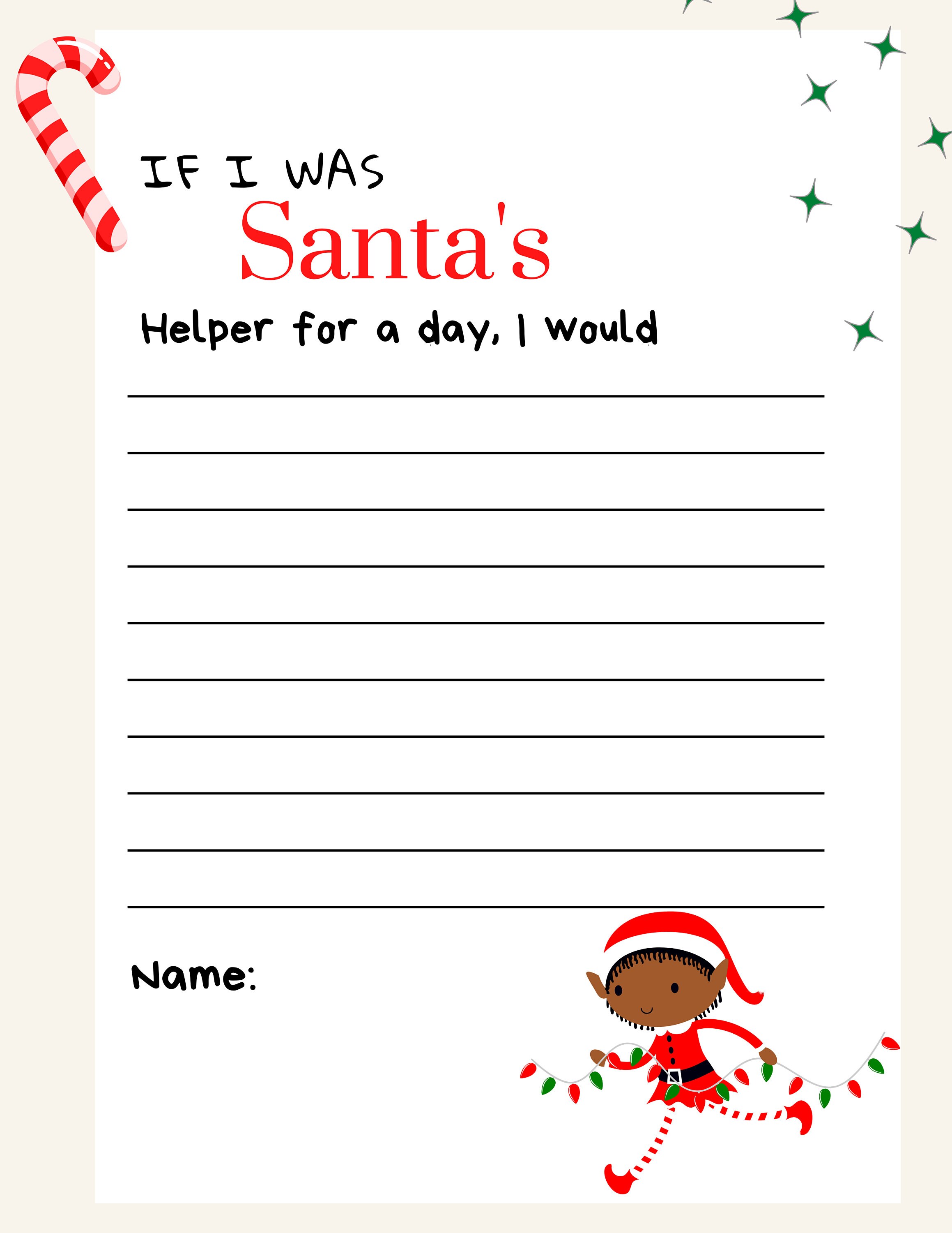 If I Was Santa's Helper Creative Writing Final Draft Page - Etsy Canada