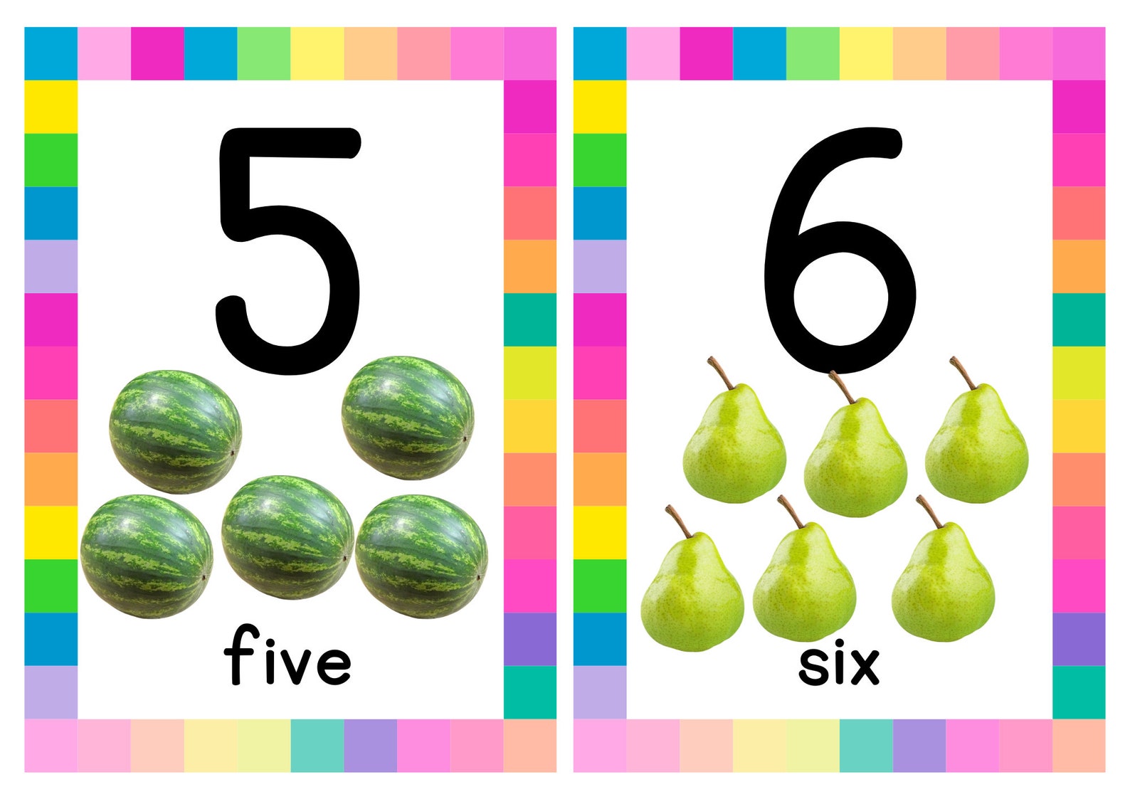 1-10 Number Cards Featuring Fruit - Etsy