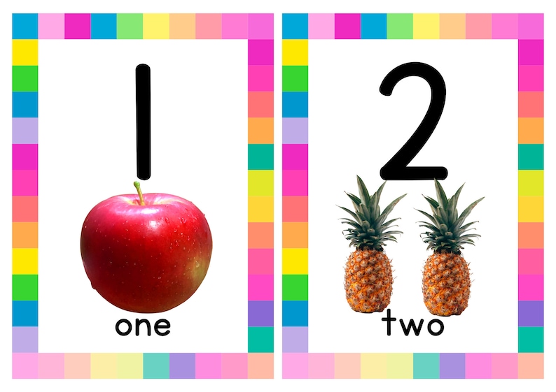 1-10 Number Cards Featuring Fruit - Etsy