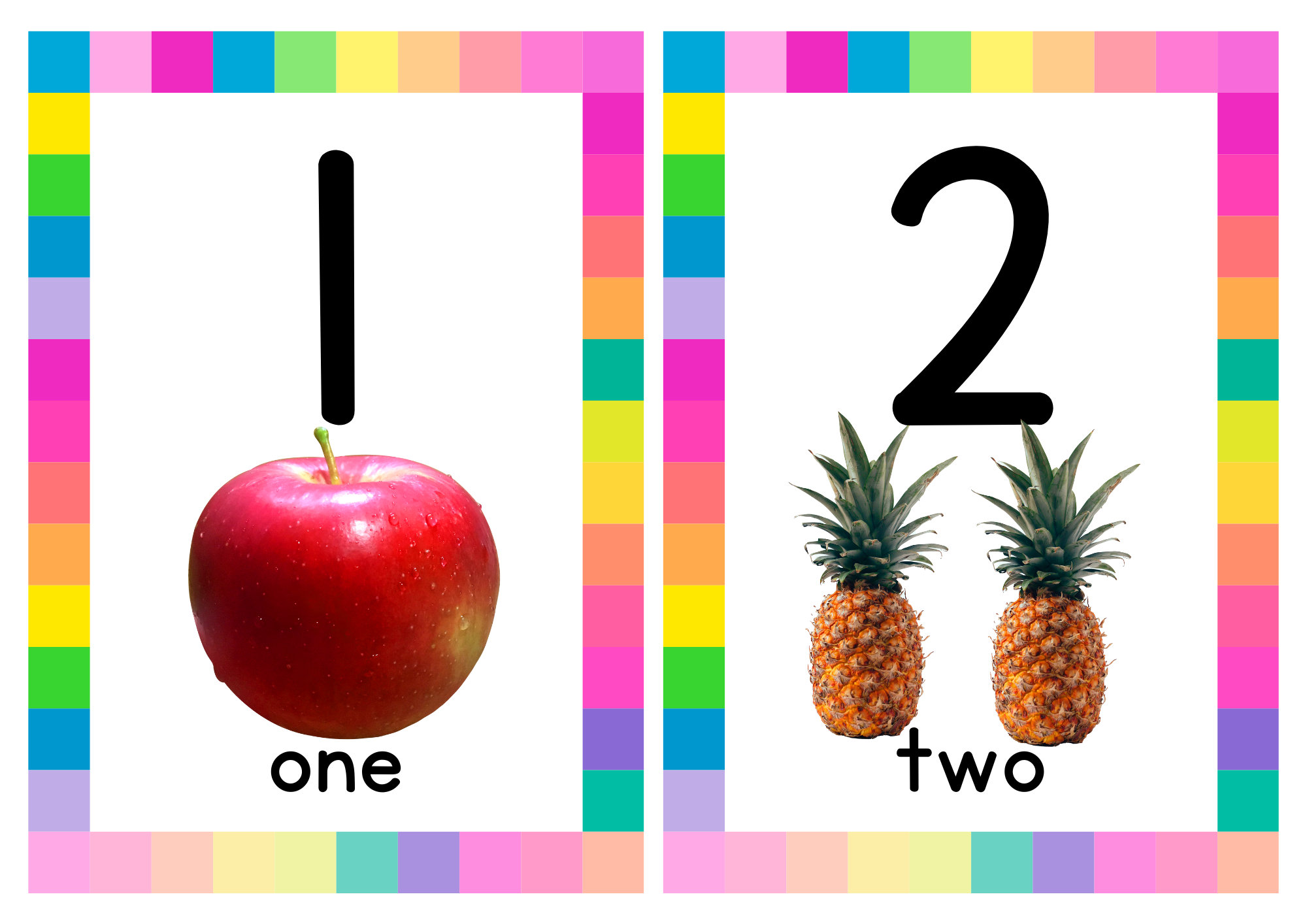 Tarjetas de números del 1 al 10 con frutas - Etsy México