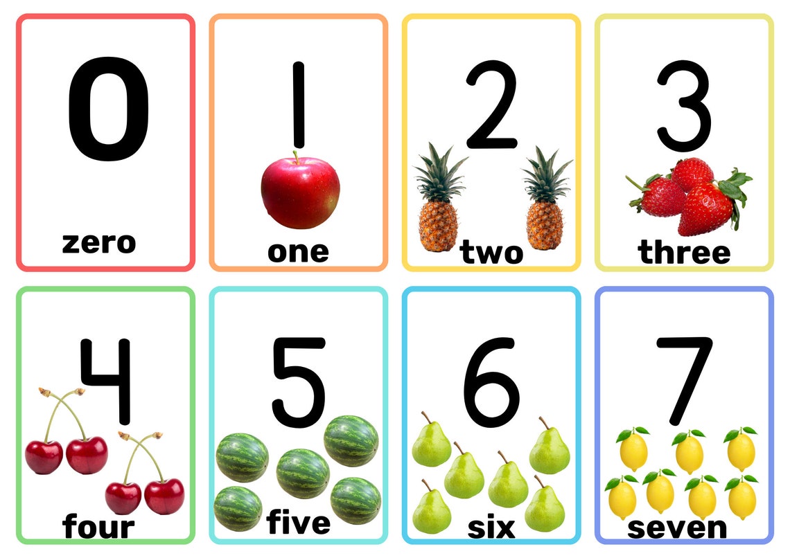 Mini 1-10 Number Flashcards With Fruit - Etsy