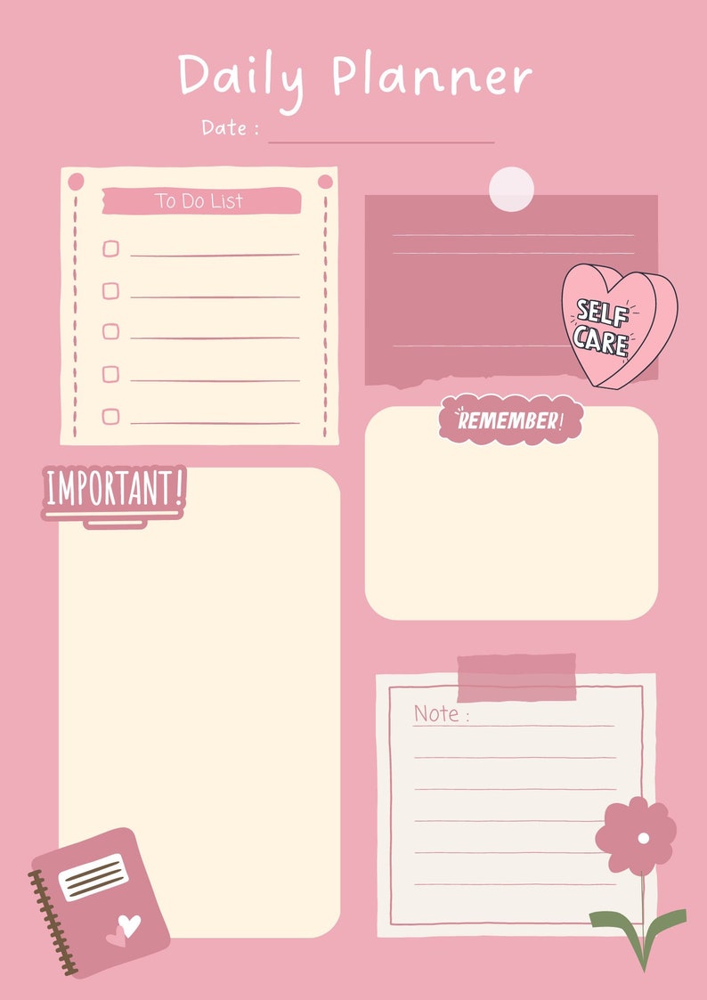 Cute, Pink Daily Planner Printable - Etsy