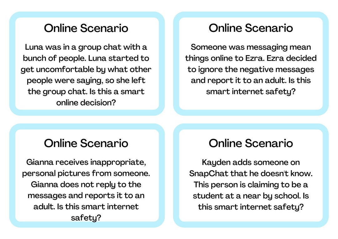 20 Online Scenario/internet Safety Flashcards for Teens - Etsy