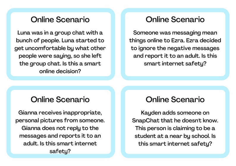20 Online Scenario/internet Safety Flashcards for Teens - Etsy