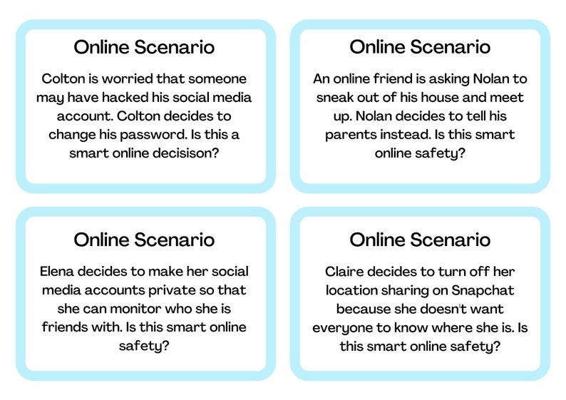 20 Online Scenario/internet Safety Flashcards for Teens - Etsy