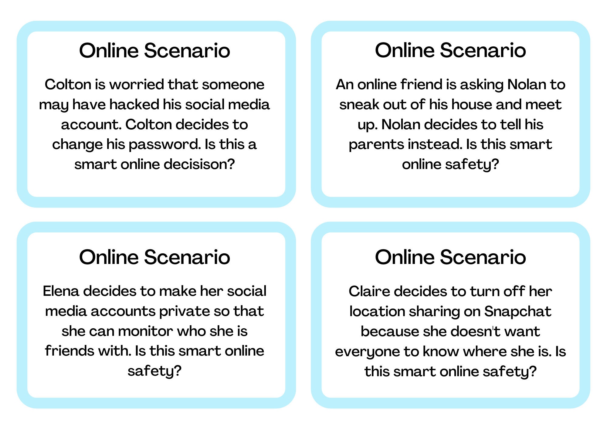 20 Online Scenario/internet Safety Flashcards for Teens - Etsy