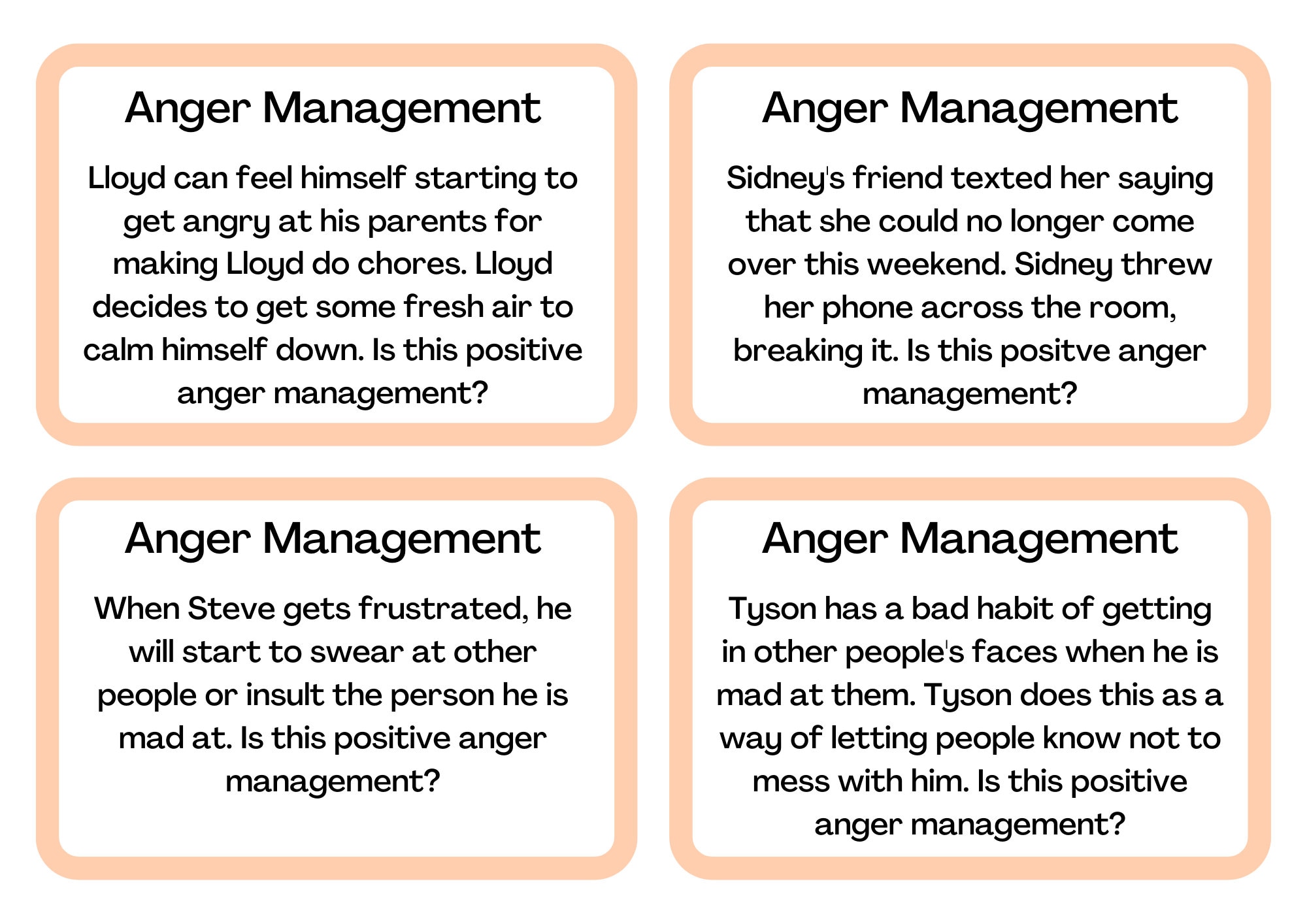 20 Anger Management Scenario Flashcards - Etsy