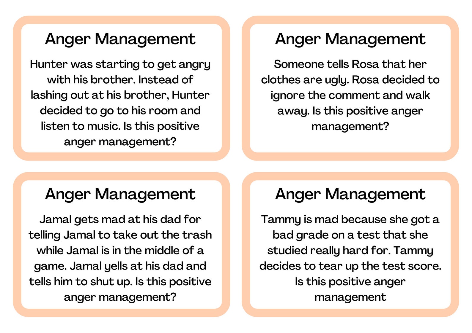20 Anger Management Scenario Flashcards - Etsy