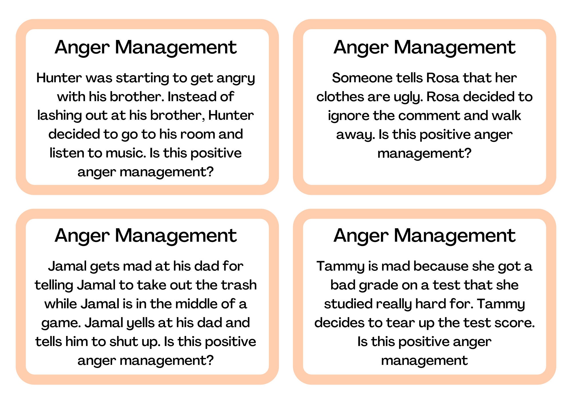 20 Anger Management Scenario Flashcards - Etsy