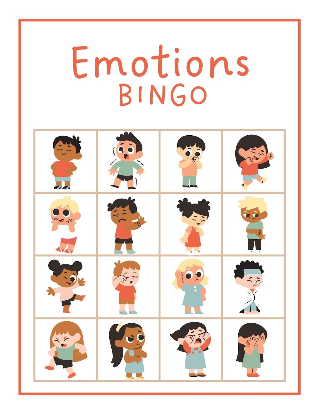 Social Emotional Learning, Emotions/feelings Bingo Cards - Etsy