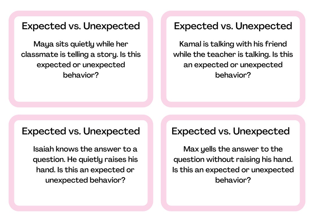 20 Expected Vs. Unexpected Scenario Flash Cards - Etsy