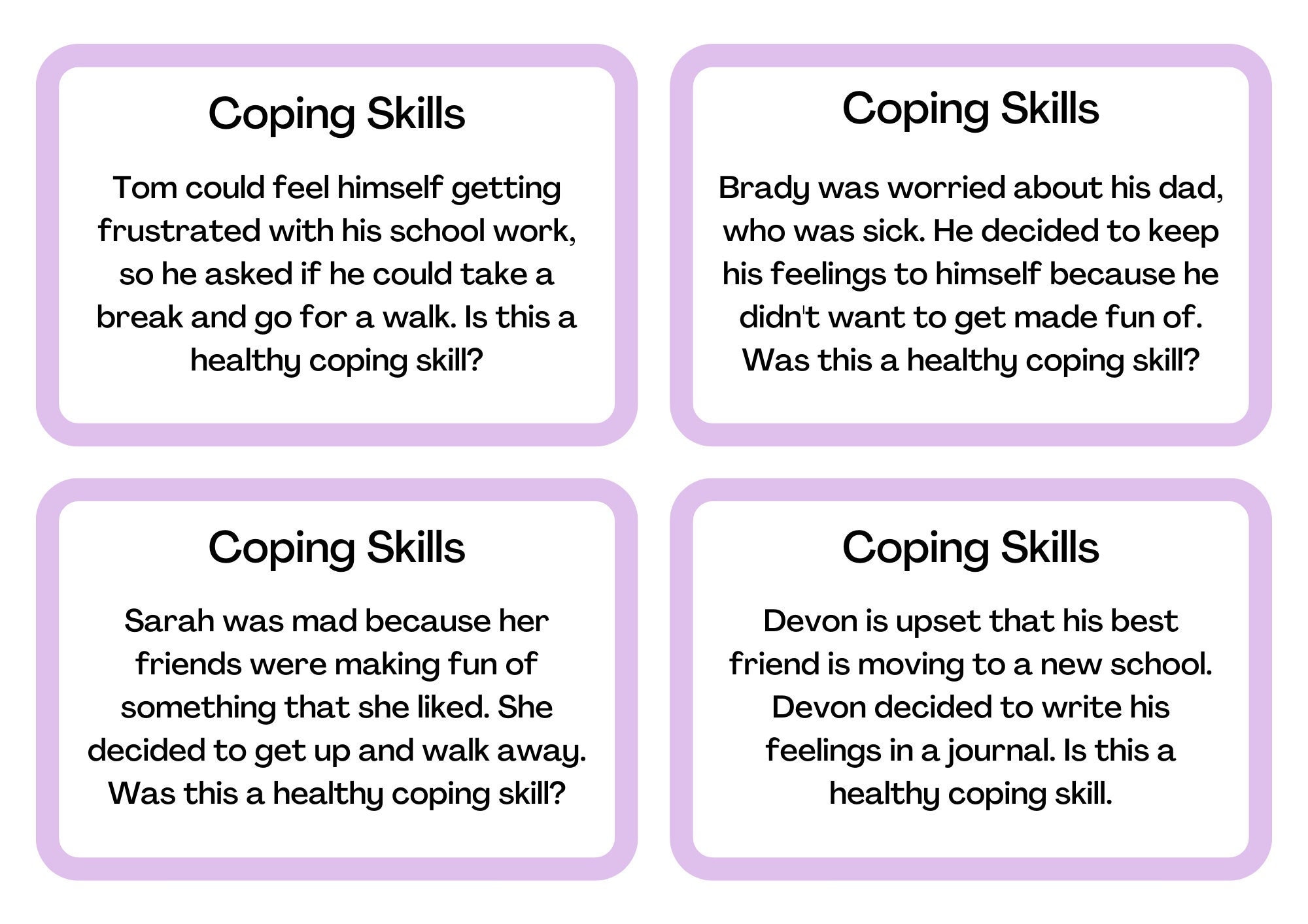 20 Coping Skills Scenario Cards For Teens Etsy