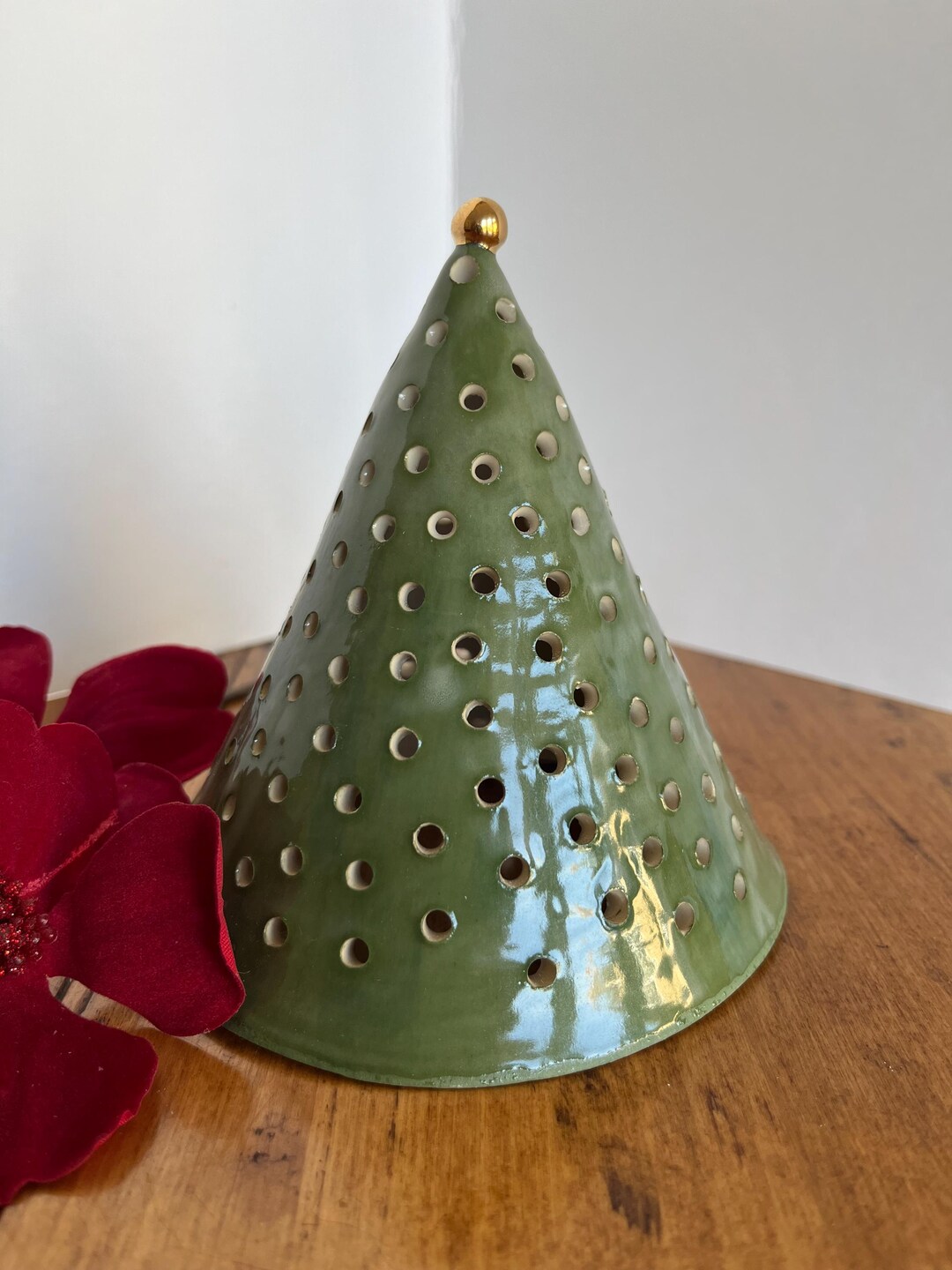 Christmas Tree Luminaria With Gold Ball - Etsy