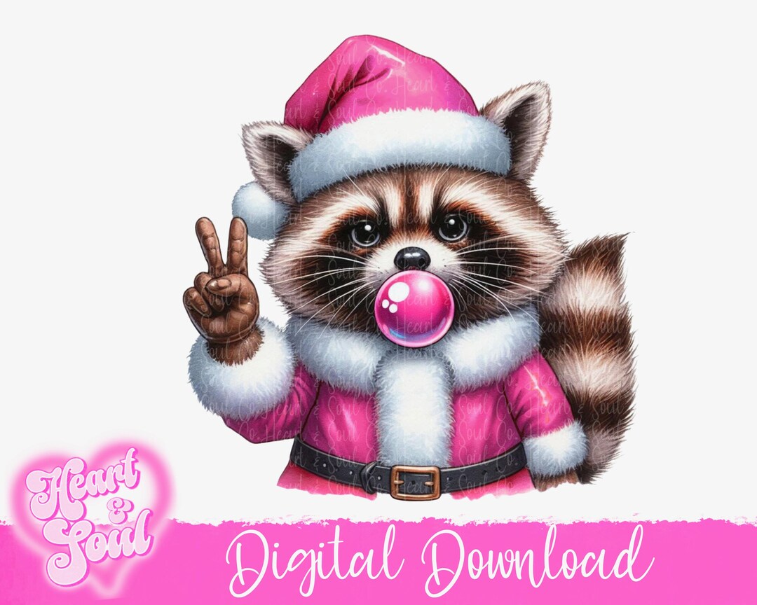 Santa Raccoon Png- Christmas Raccoon PNG- Boujee Christmas Raccoon ...