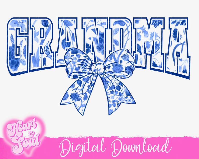 Grandma Floral PNG Watercolor Floral Coquette Bow Grandma Chinoiserie ...